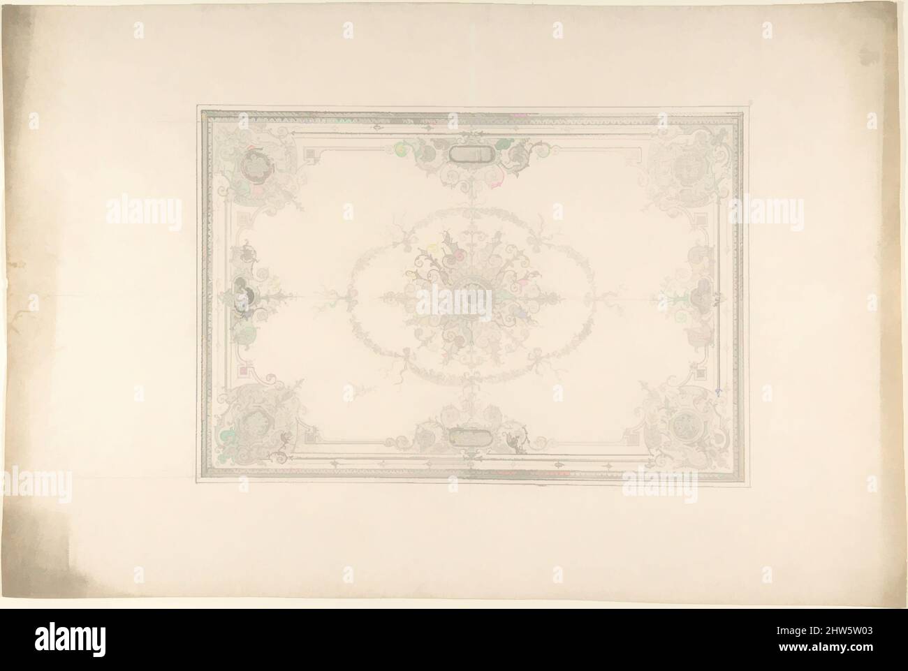 Art inspired by Rococo Style Ceiling Design, 19th century, Graphite ...