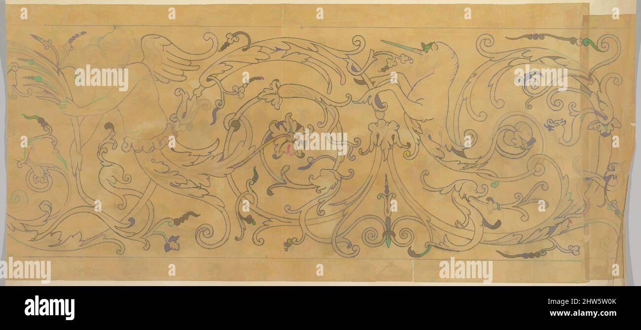 Art inspired by Rinceau Border with Unicorn and Inlay on copper ...