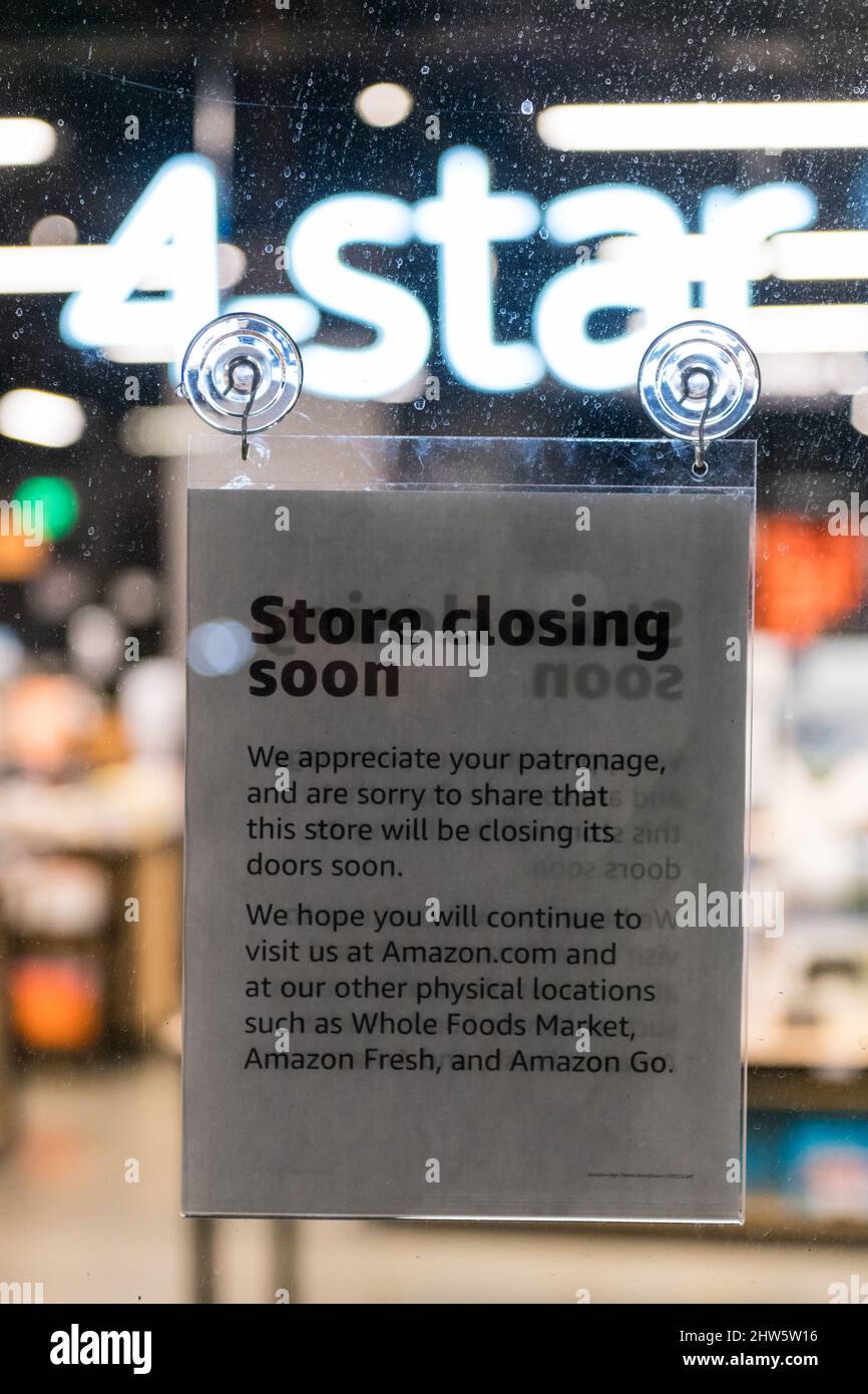 Seattle, USA. 3rd Mar, 2022. Closing of the original Amazon 4-Star ...