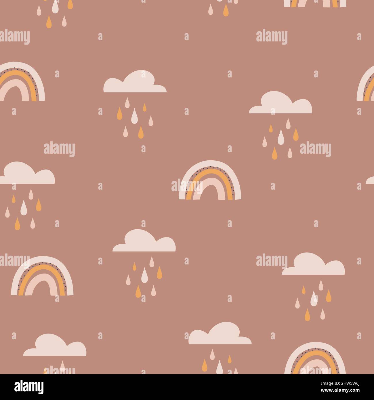 Bohemian rainbow pattern. Childish vector seamless pattern with sky ...