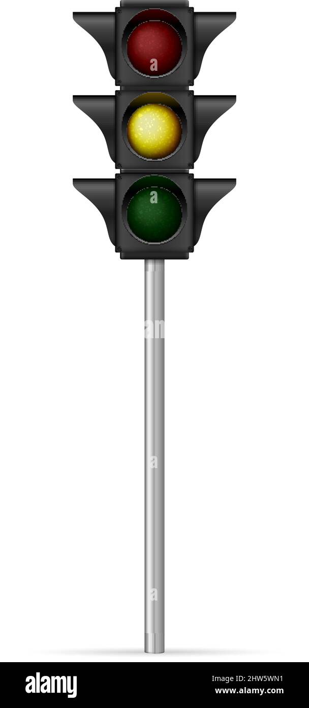 Traffic light yellow light on a white background. Vector illustration ...