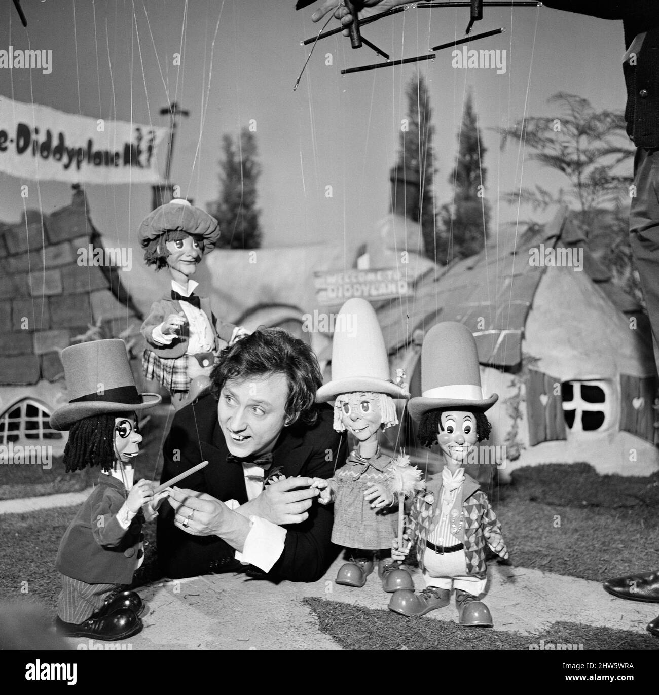 Ken Dodd in the Diddy Village with the props for his new children show ...