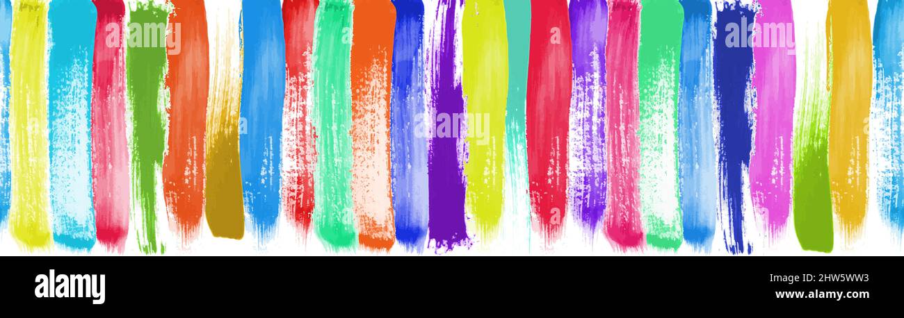 Colorful Watercolor Brush Strokes Seamless Pattern or Border Design ...