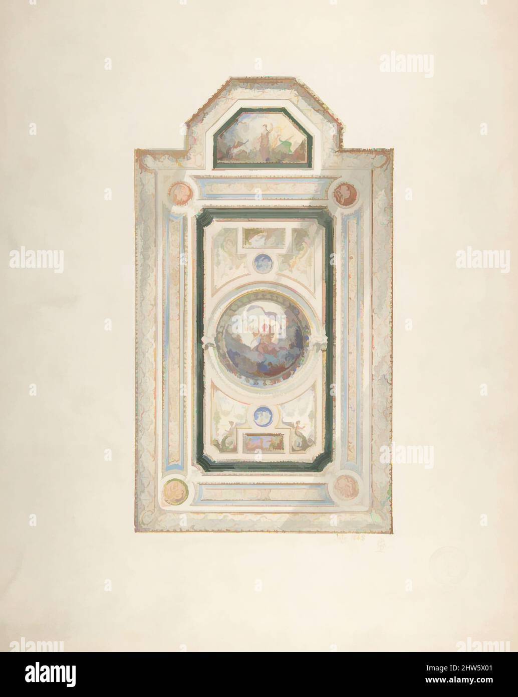 Art inspired by Inscribed drawing with monogram of Sang, of a ceiling ...