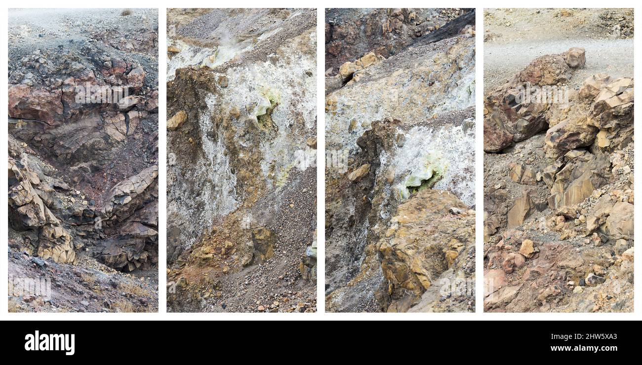 A collage of stone texture from the mountains. Stone background Stock ...
