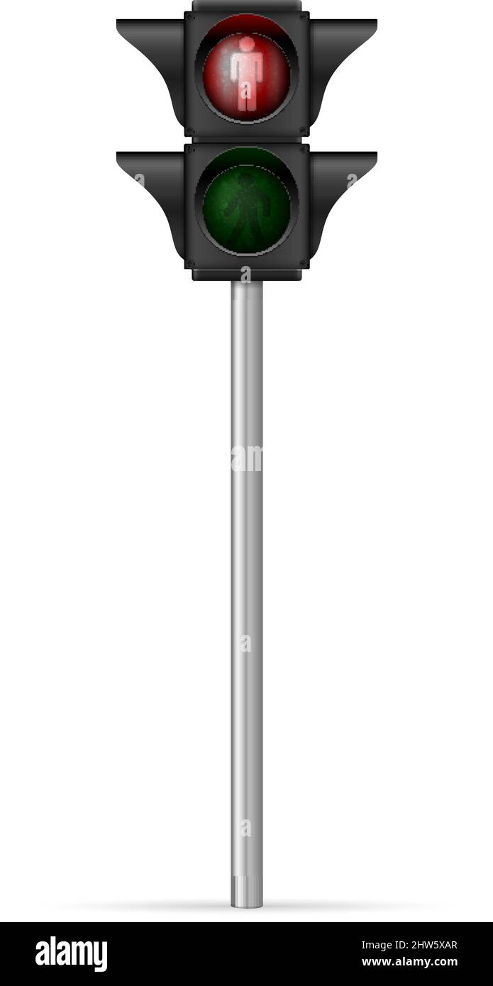 Traffic light pedestrian red light on a white background. Vector ...