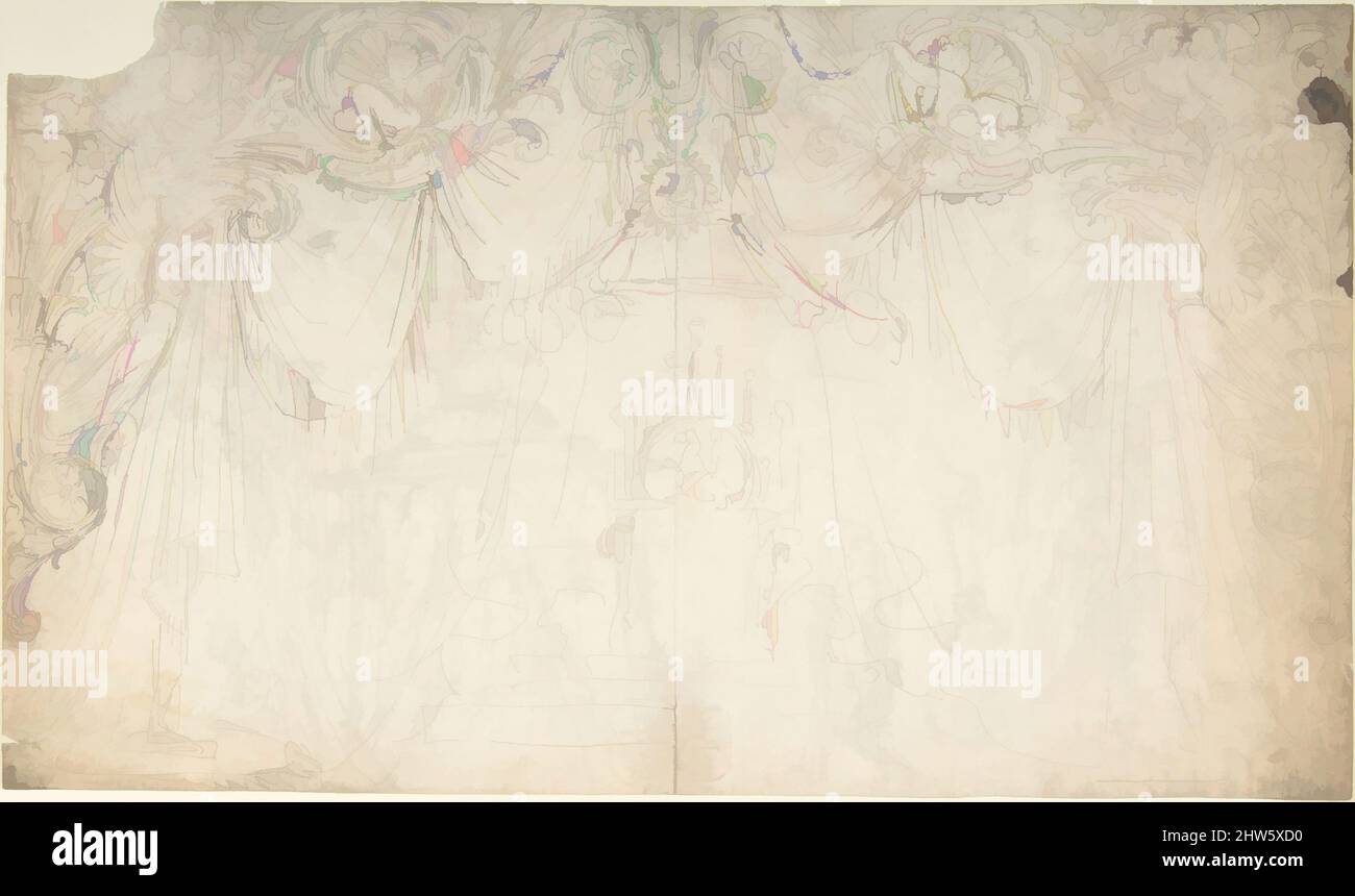 Art inspired by Design for Bed Alcove (recto); Studies for Statues and ...