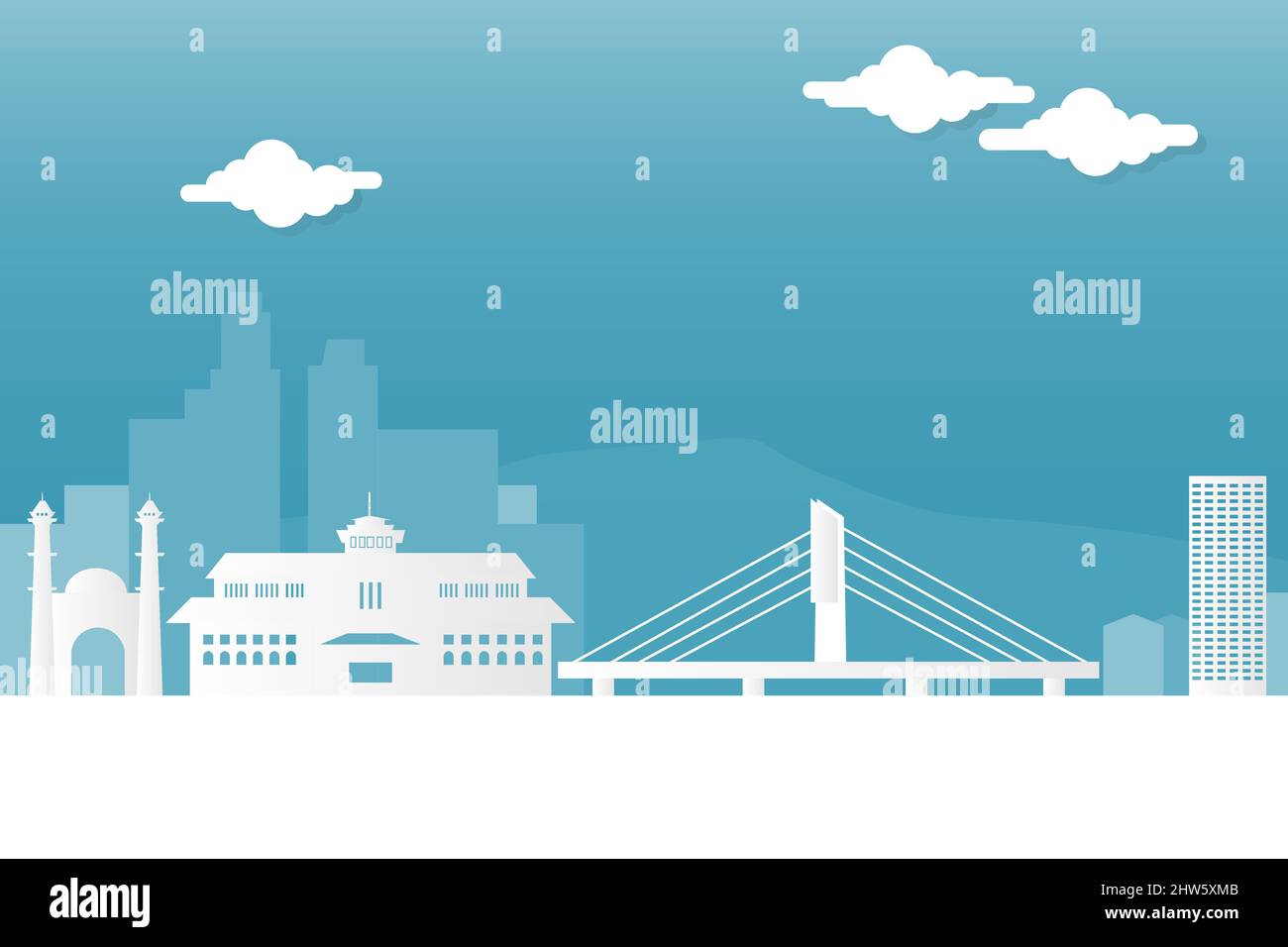 Bandung Cityscape and City skyline using paper cut design Stock Vector ...