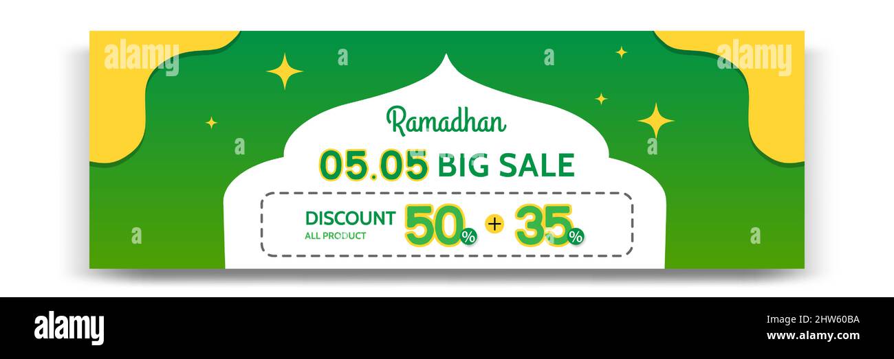 Sale banner Ramadhan or ramadan template in green yellow white color ...