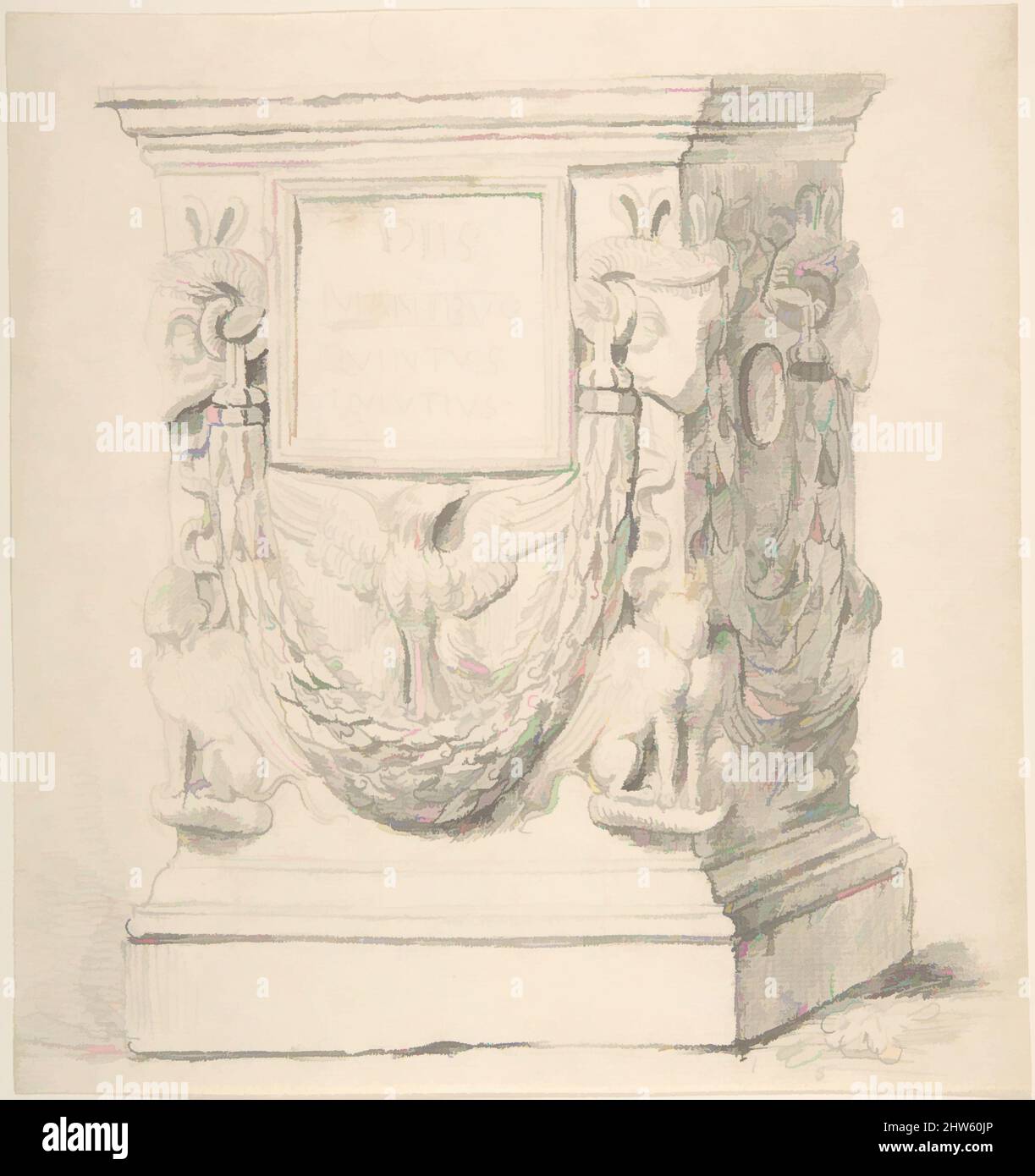 Art inspired by Sketch of a Classical Pedestal, 1776–79, Graphite ...