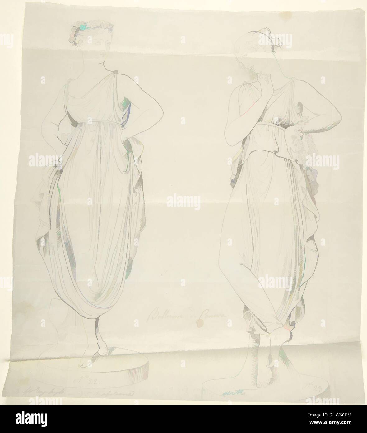 Art inspired by Sketch of Two Statues: 'Ballerinas by Canova', ca. 1850 ...