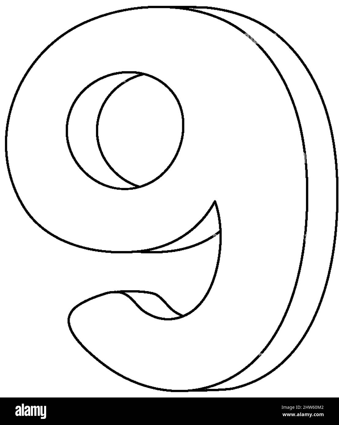 Number black and white doodle character illustration Stock Vector Image ...