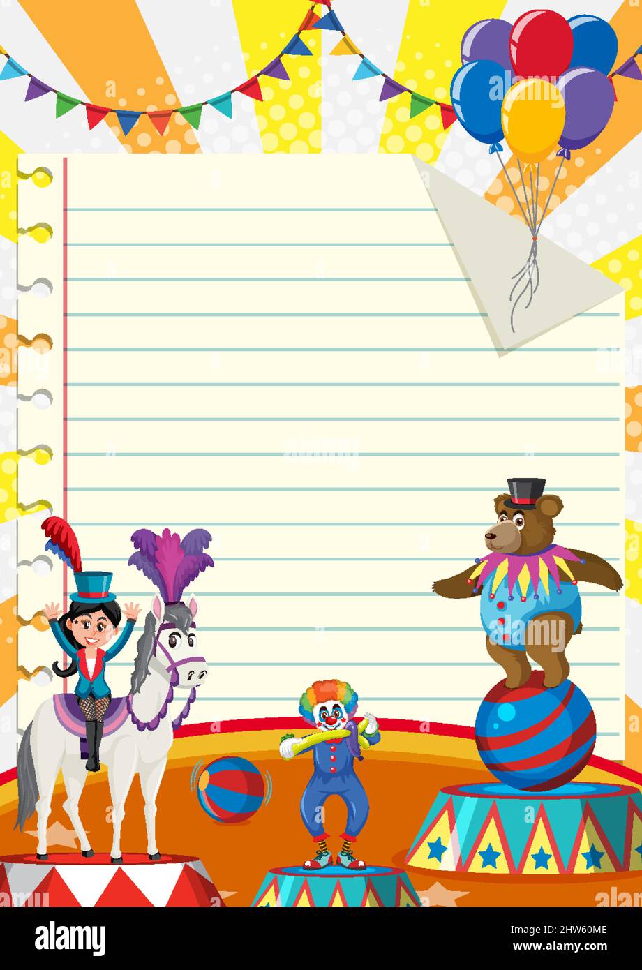 Circus poster background with cartoon character illustration Stock ...