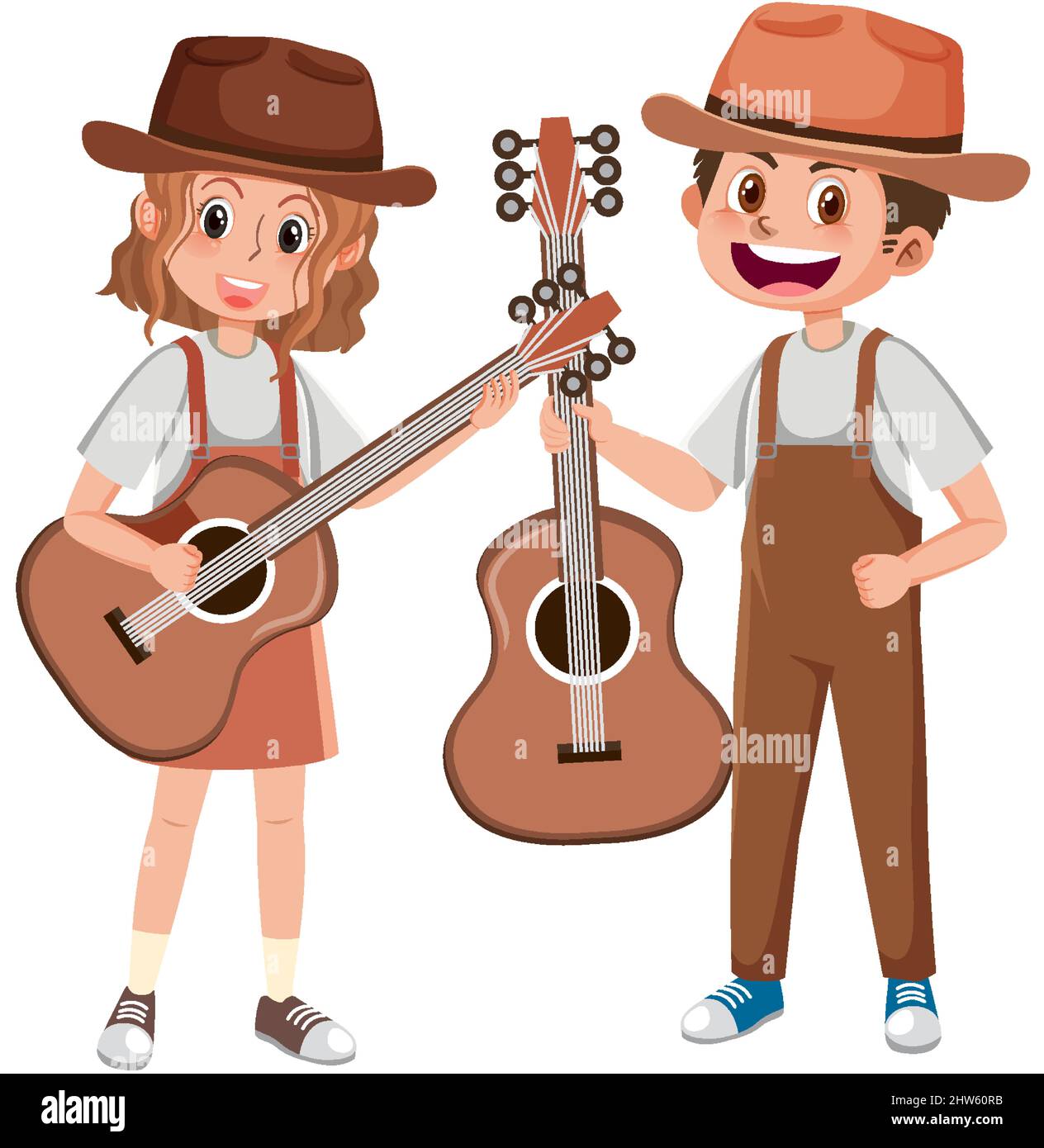 Musician cartoon character on white background illustration Stock ...