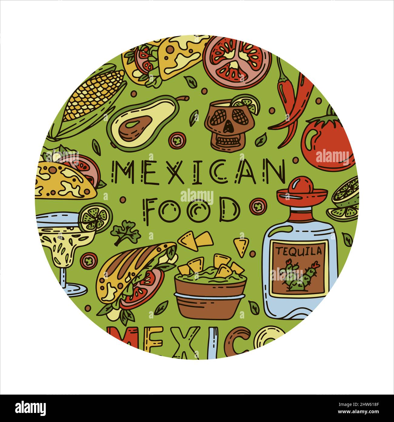 Mexican cuisine, vector doodle food banner. National spicy food, fast ...