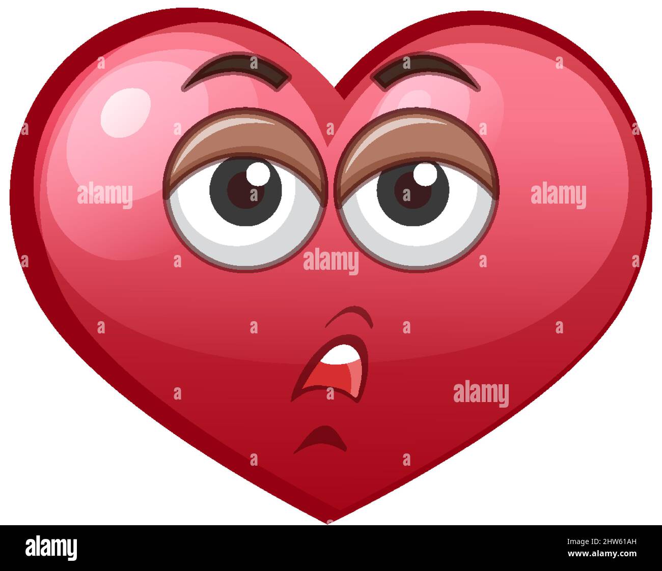 Tired heart emoticon on white background illustration Stock Vector ...