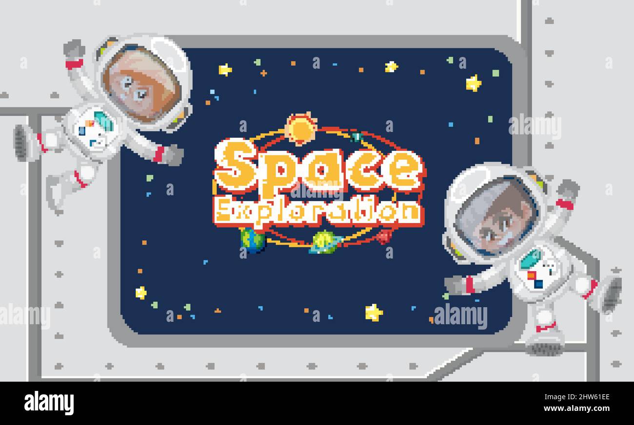 Spaceship monitor scene with astronaut illustration Stock Vector Image ...