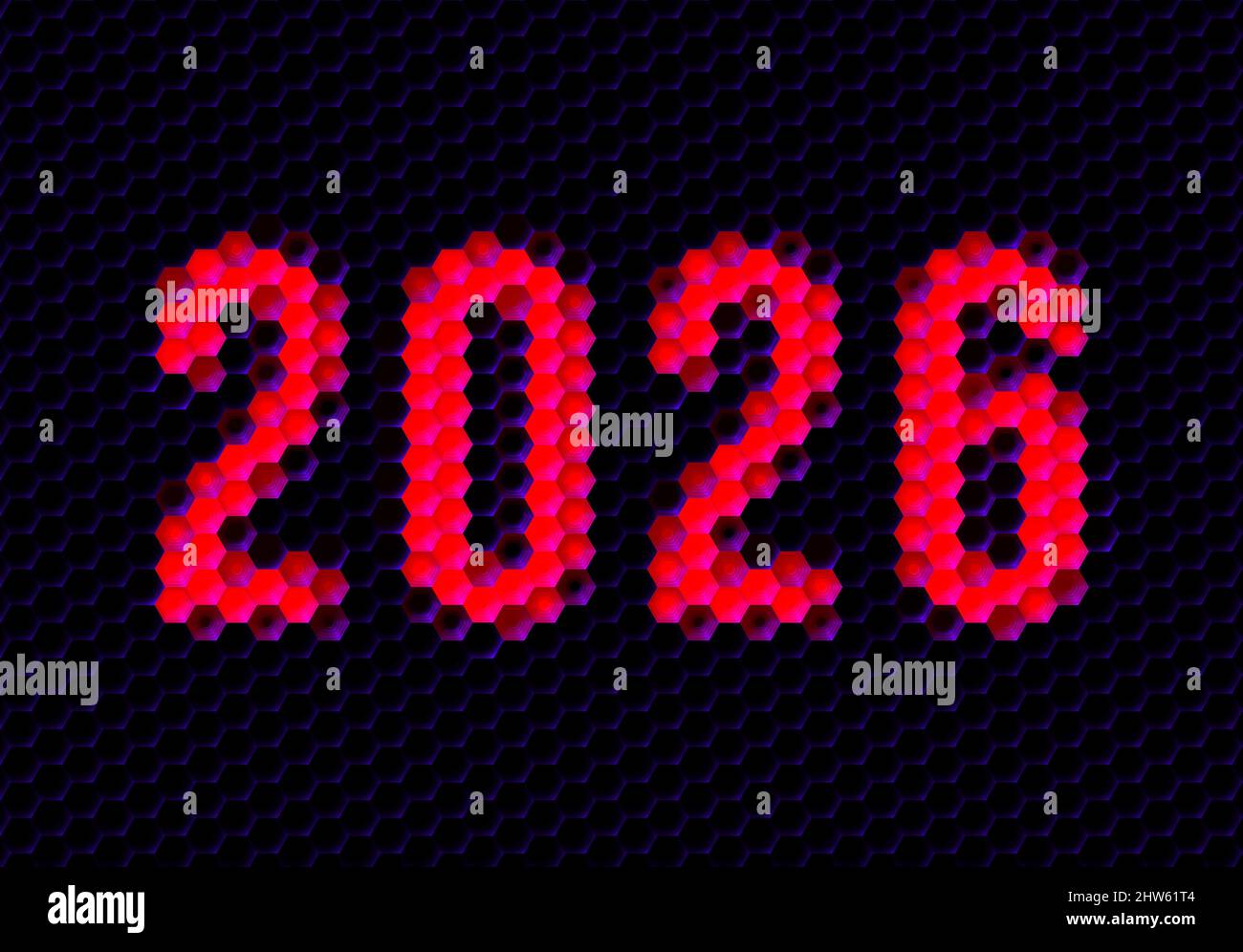 Sign of the 2026 year with hex pixel grid. New Years number or digits ...