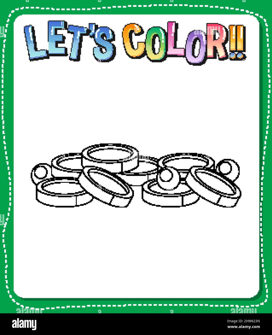 Worksheets template with let’s color!! text and coin outline ...