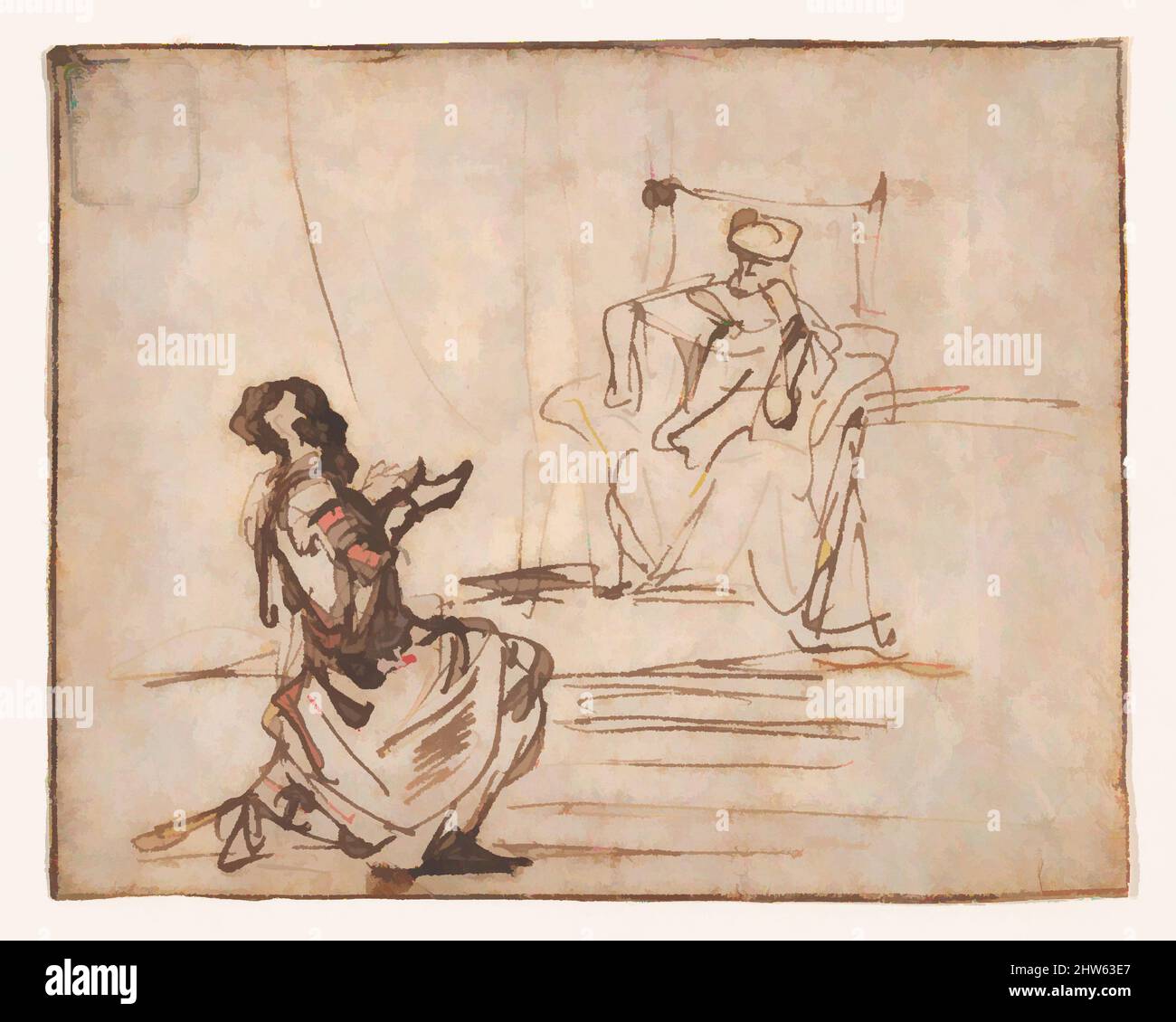 Art inspired by Uriah before King David, 17th century, Pen and brown ...