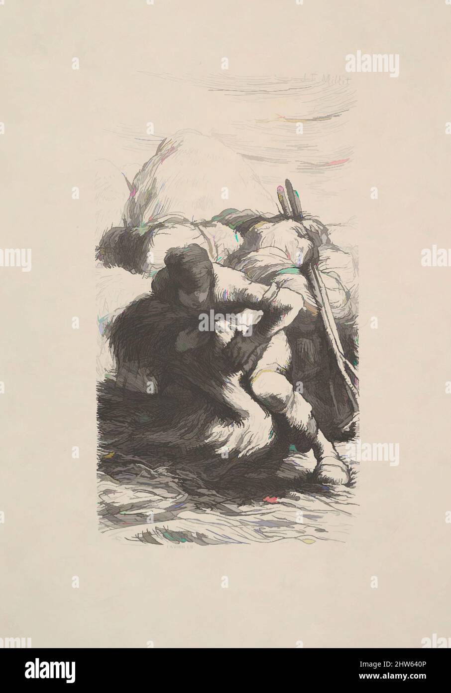 Art inspired by The Sheaf Binder, 1853, Woodcut on chine collé, block ...