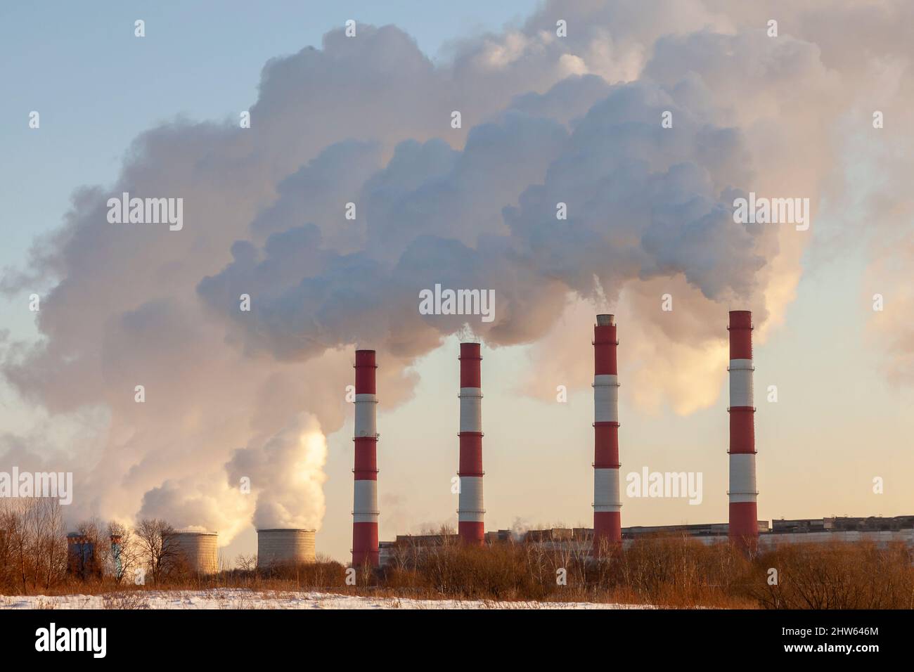 Smoking factory chimneys hi-res stock photography and images - Alamy