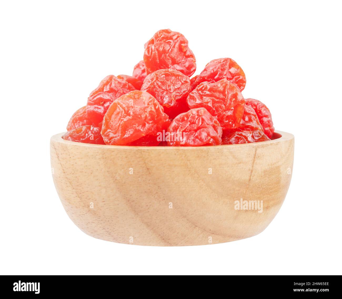 Dried red prunes fruits (Preserved fruits Chinese plum) in wooden bowl ...