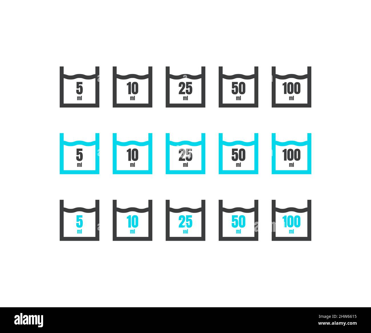 Water Liquid Capacity Millilitres Color Vector Icon Set Stock Vector ...