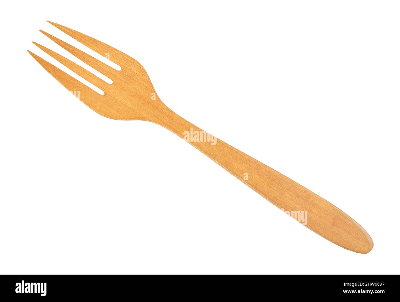 Top view of blank wooden fork isolated on white background, save ...