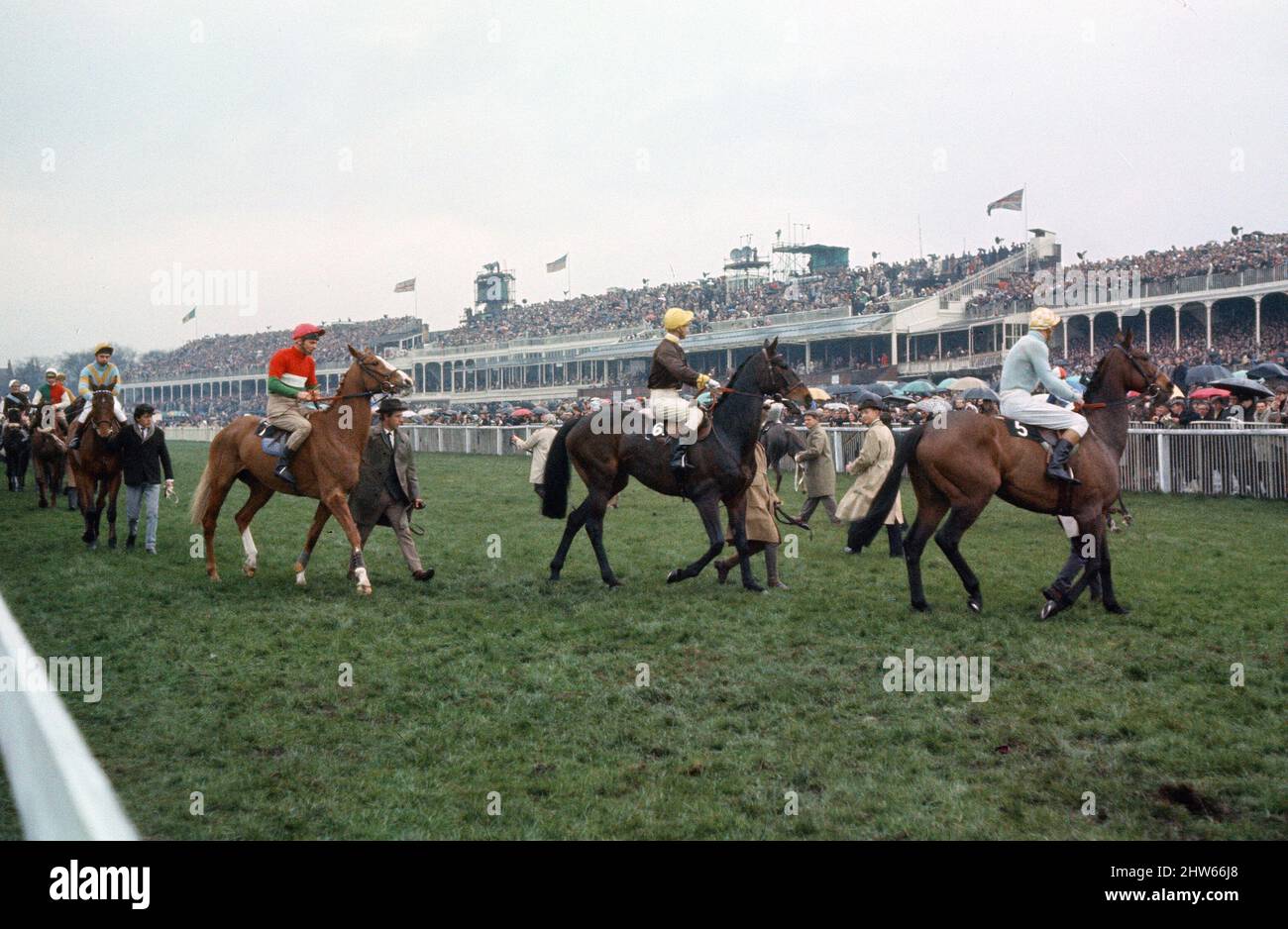 Grand National Horserace held at Aintree, Liverpool. Horses and jockeys ...