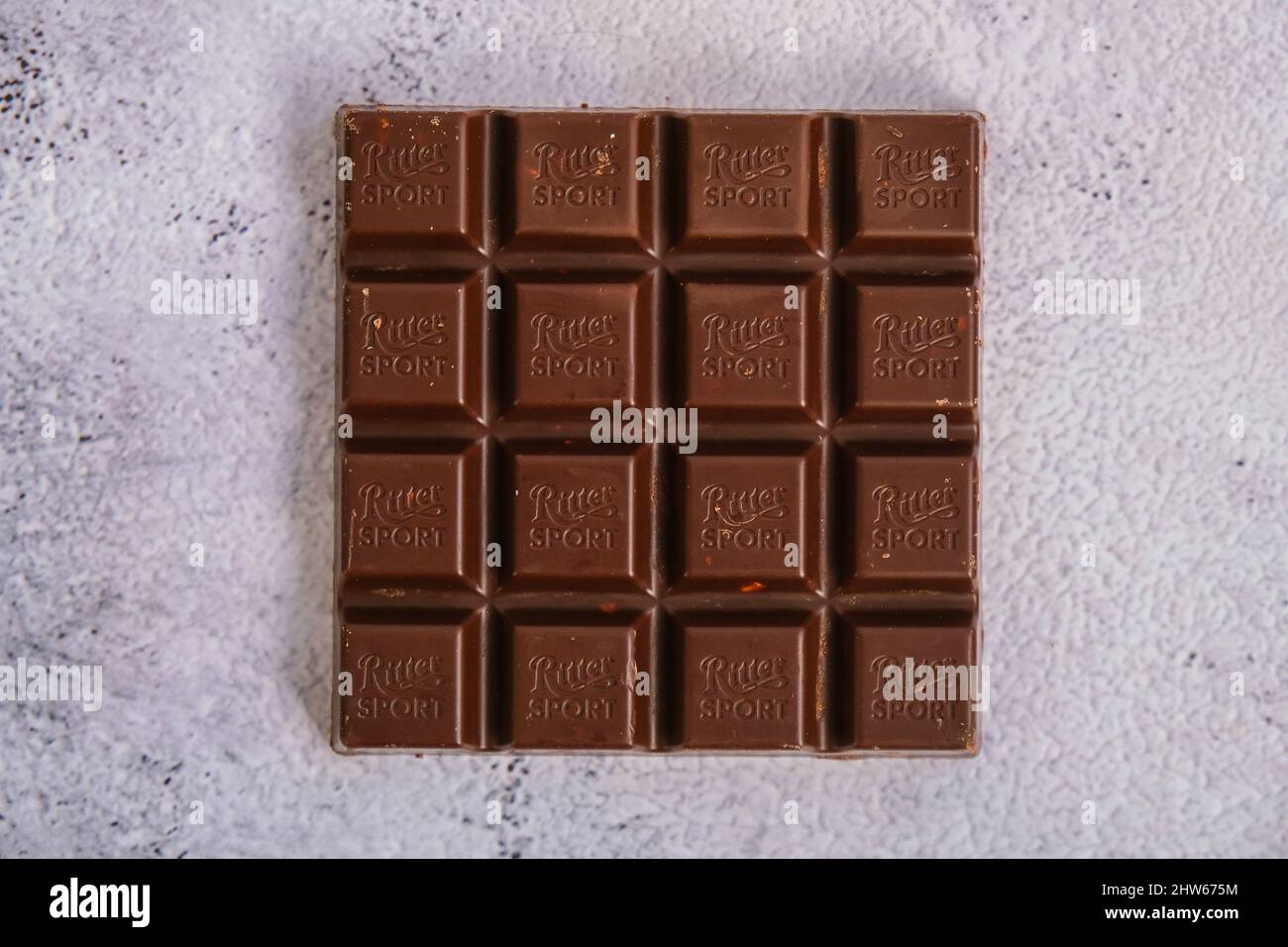 Kiev Ukraine - October 2021 chocolate Ritter Sport bar. German ...
