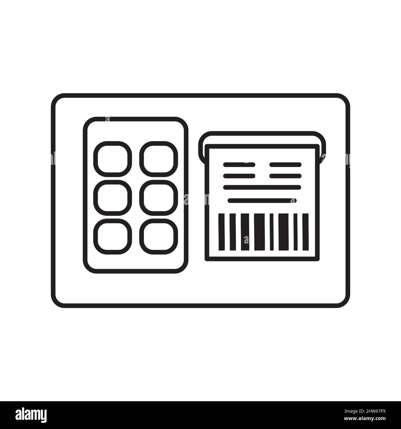 Bar code printer.Label printer vector flat. Outline line icon business ...