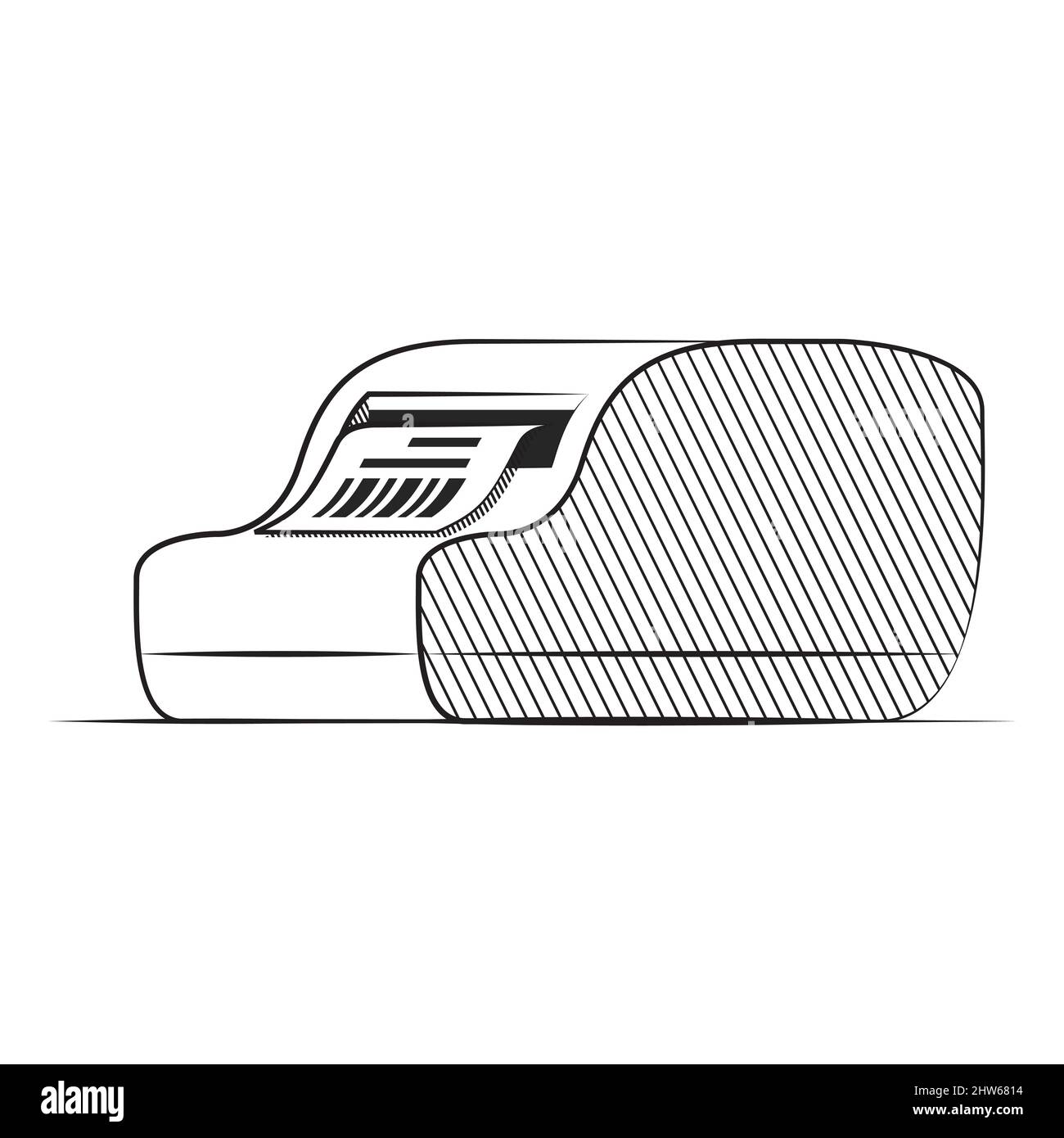 Bar code printer hand drawn .Label printer Vector flat Check print ...