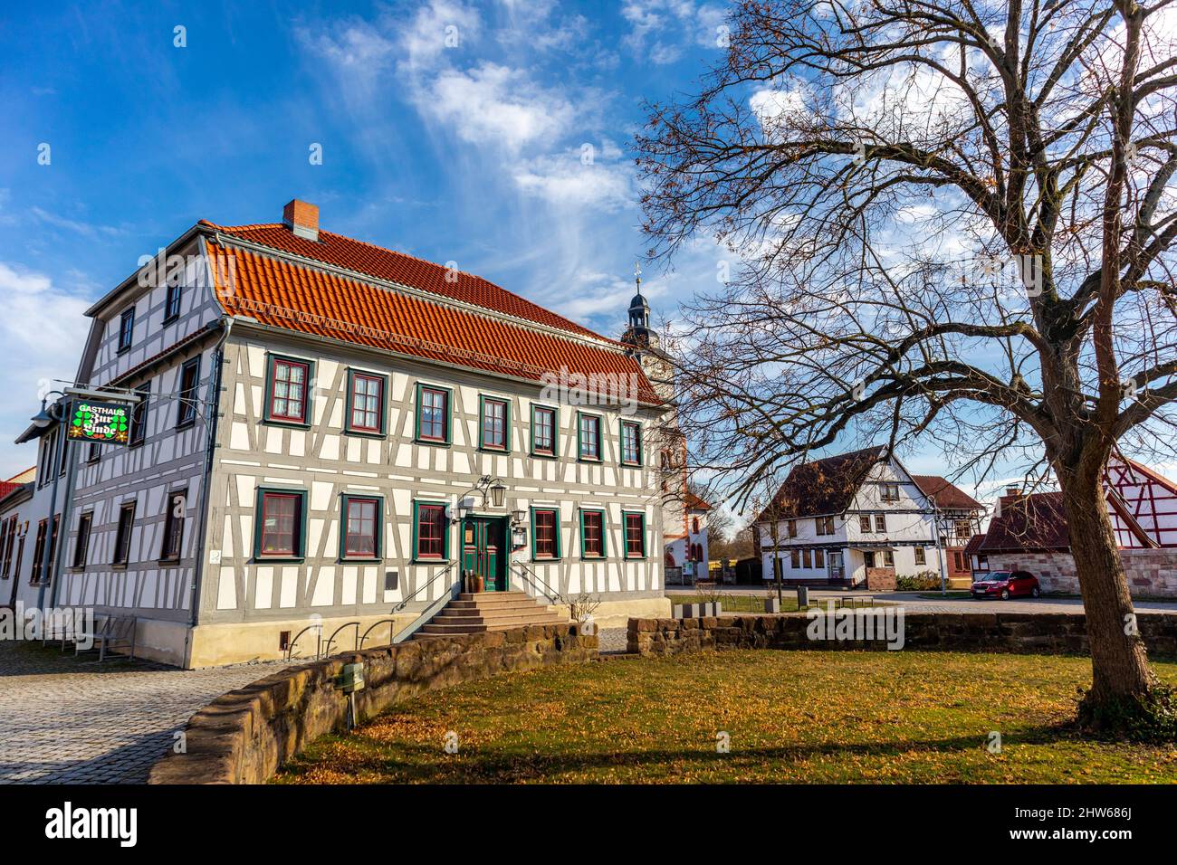 Spring walk through the small town of Breitungen - Thuringia - Germany ...