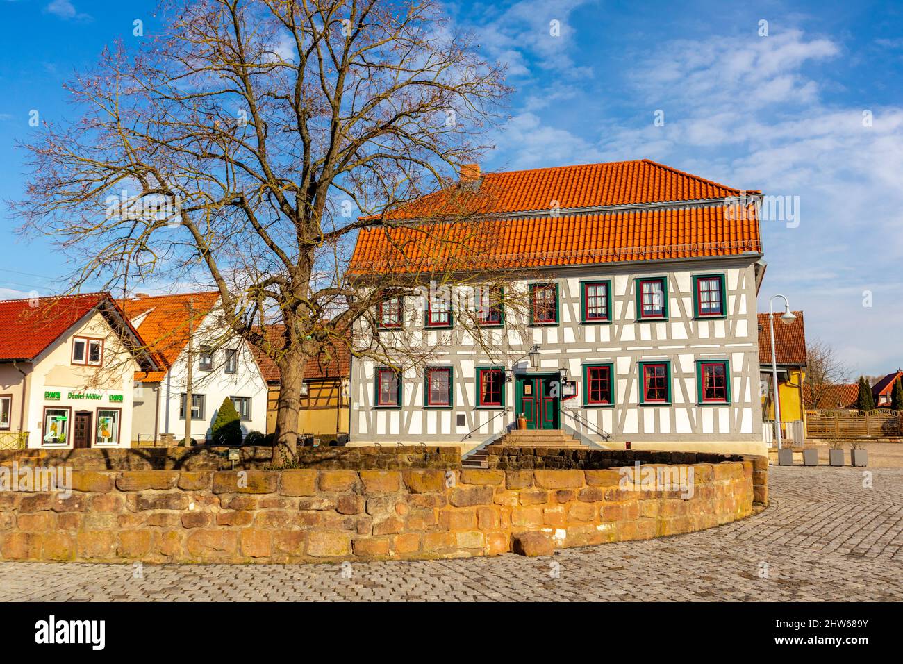 Spring walk through the small town of Breitungen - Thuringia - Germany ...