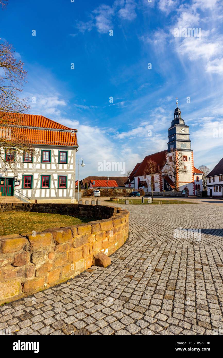 Spring walk through the small town of Breitungen - Thuringia - Germany ...