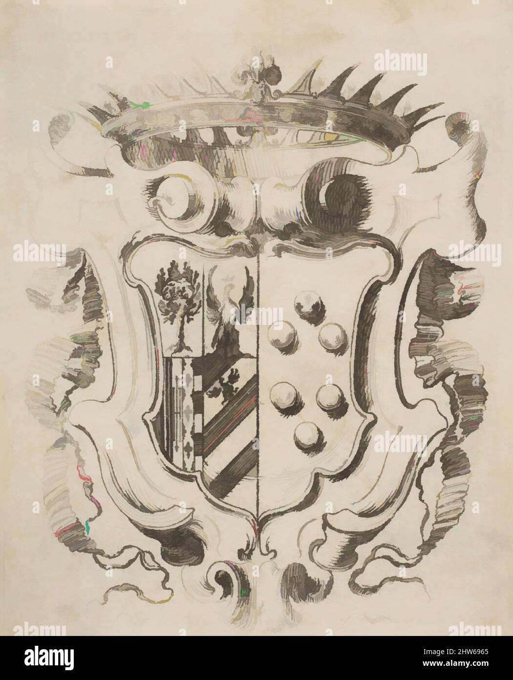 Art inspired by Arms of the Medici with Della Rovere, 1637, Etching ...