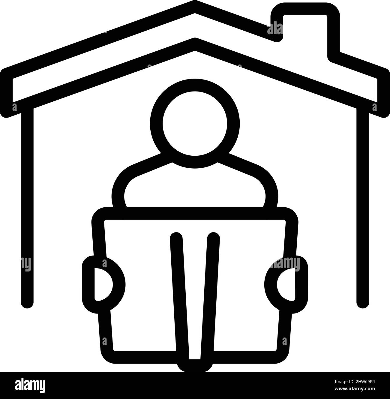 Self isolation reading icon outline vector. House online. People stay ...