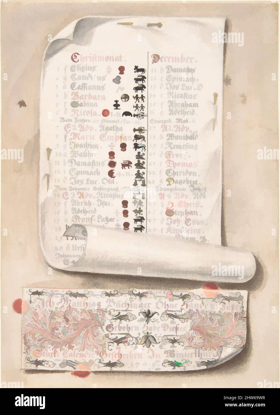 Calligraphic trompe loeil calendar hi-res stock photography and images ...