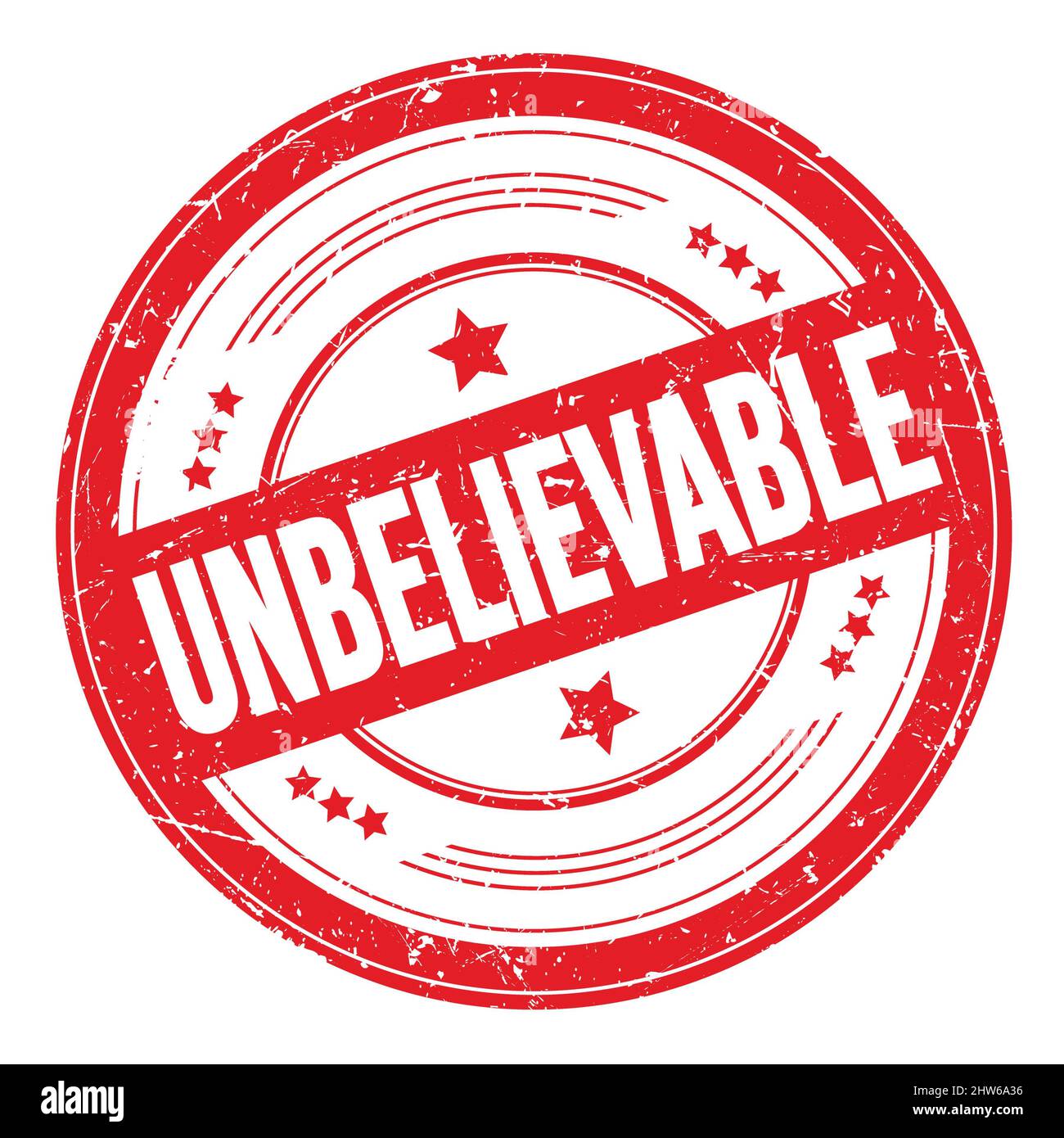 UNBELIEVABLE text on red round grungy texture stamp Stock Photo - Alamy