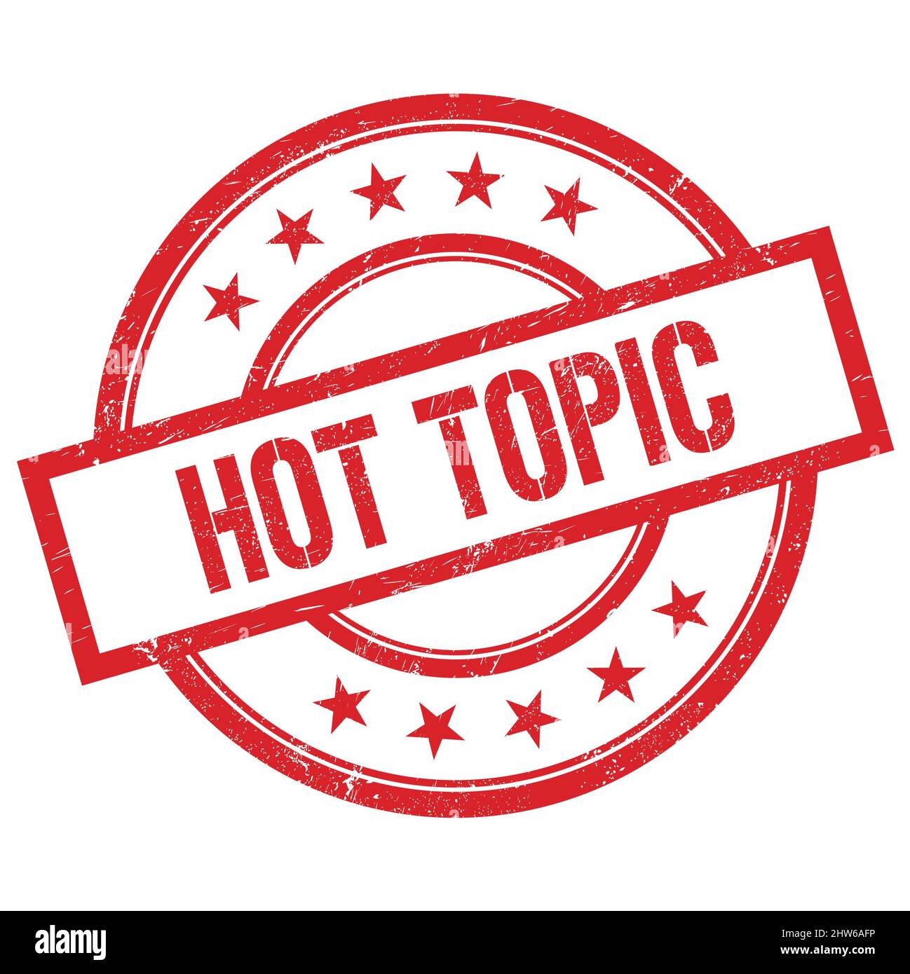 HOT TOPIC text written on red round vintage rubber stamp Stock Photo ...