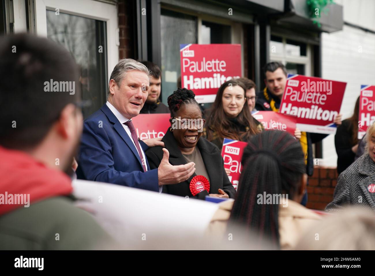 Labour leader Sir Keir Starmer celebrates with newly elected Labour MP ...