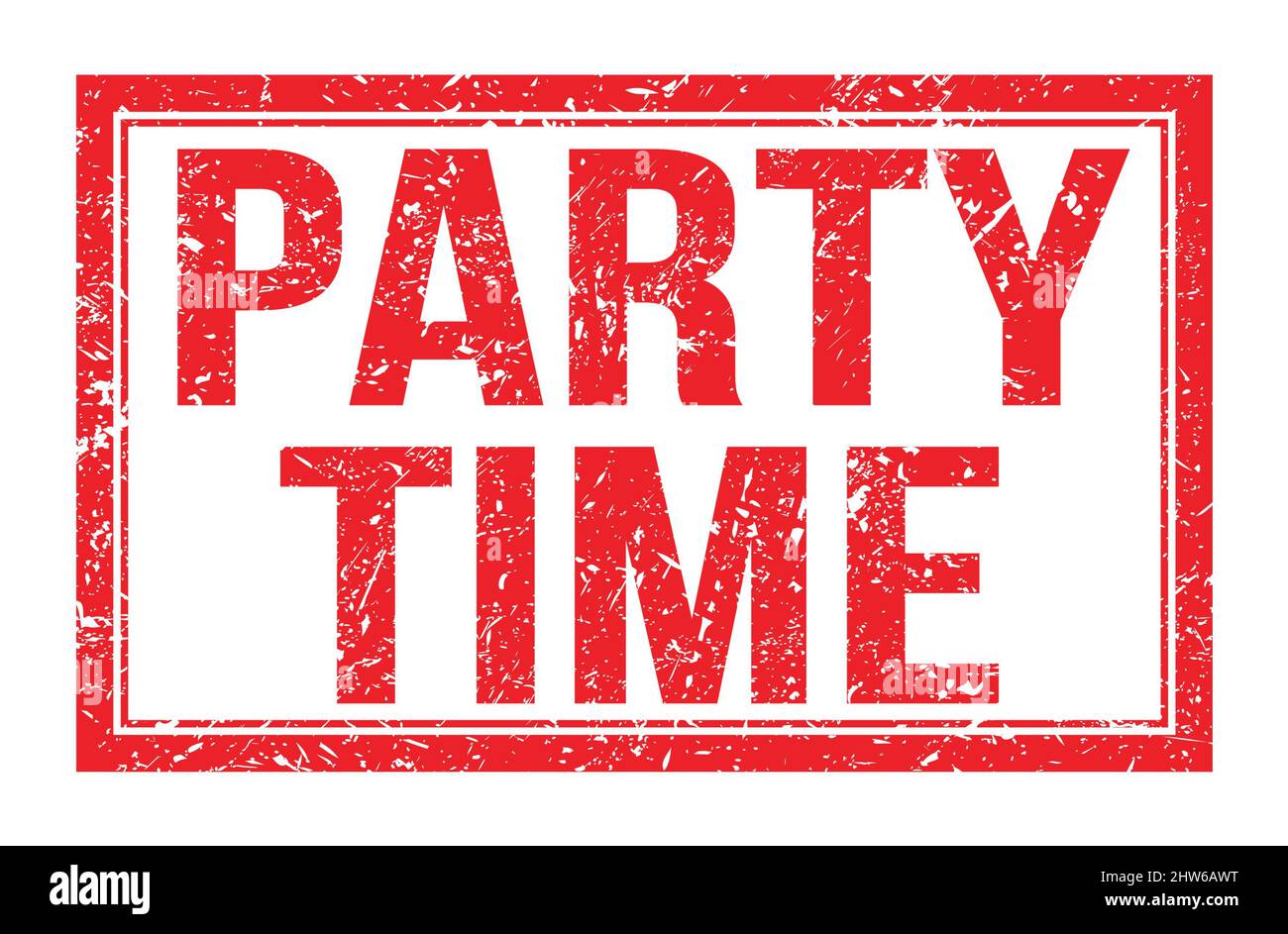 PARTY TIME, words written on red rectangle stamp sign Stock Photo - Alamy