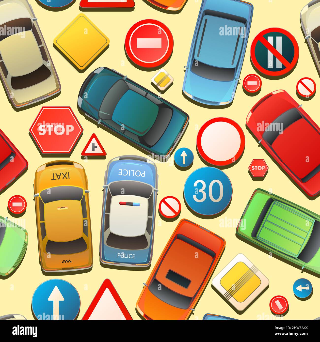 Cartoon Cars Top View