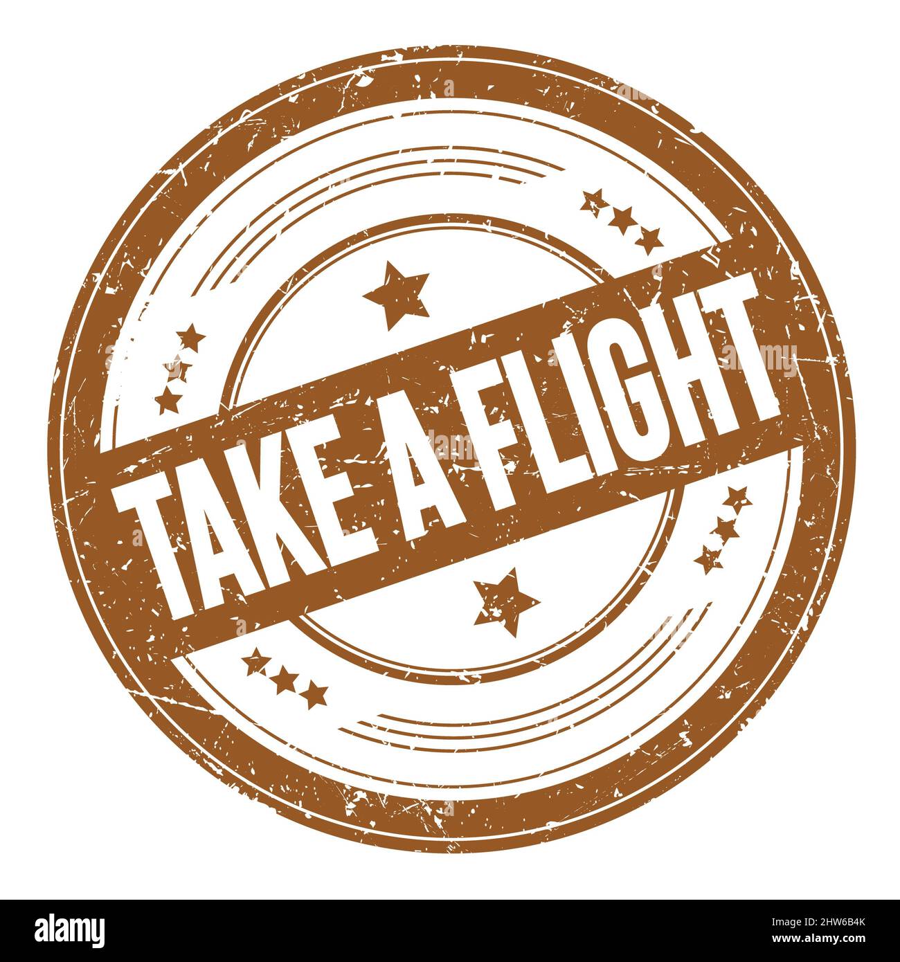 TAKE A FLIGHT text on brown round grungy texture stamp Stock Photo - Alamy