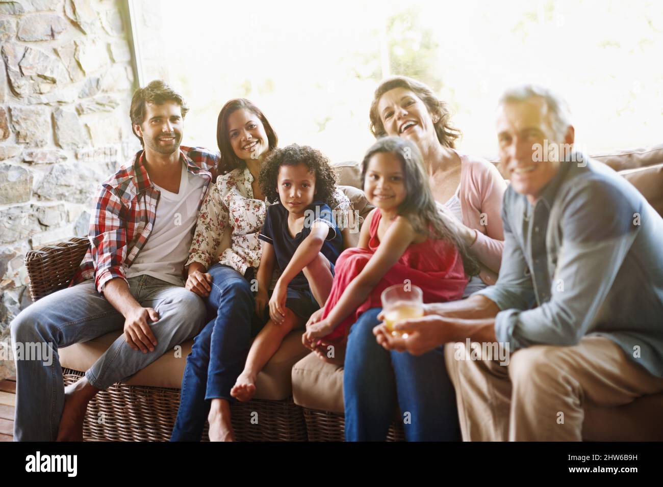 Three generations of laughter and love. A portrait of a three ...