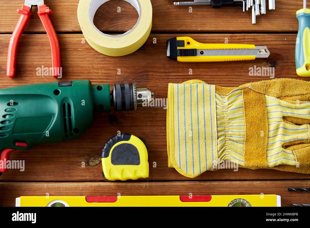 Top view different drill hi-res stock photography and images - Alamy