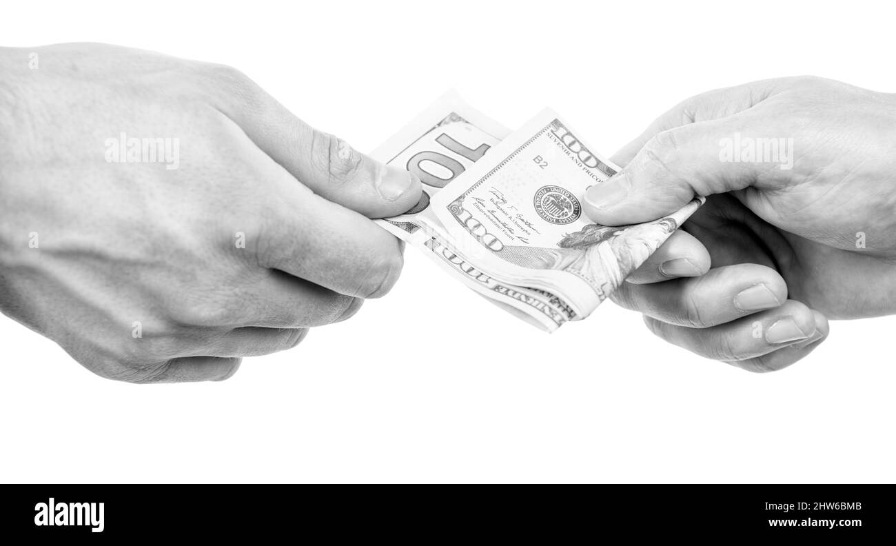 hands giving money payment or financial support, borrow Stock Photo - Alamy