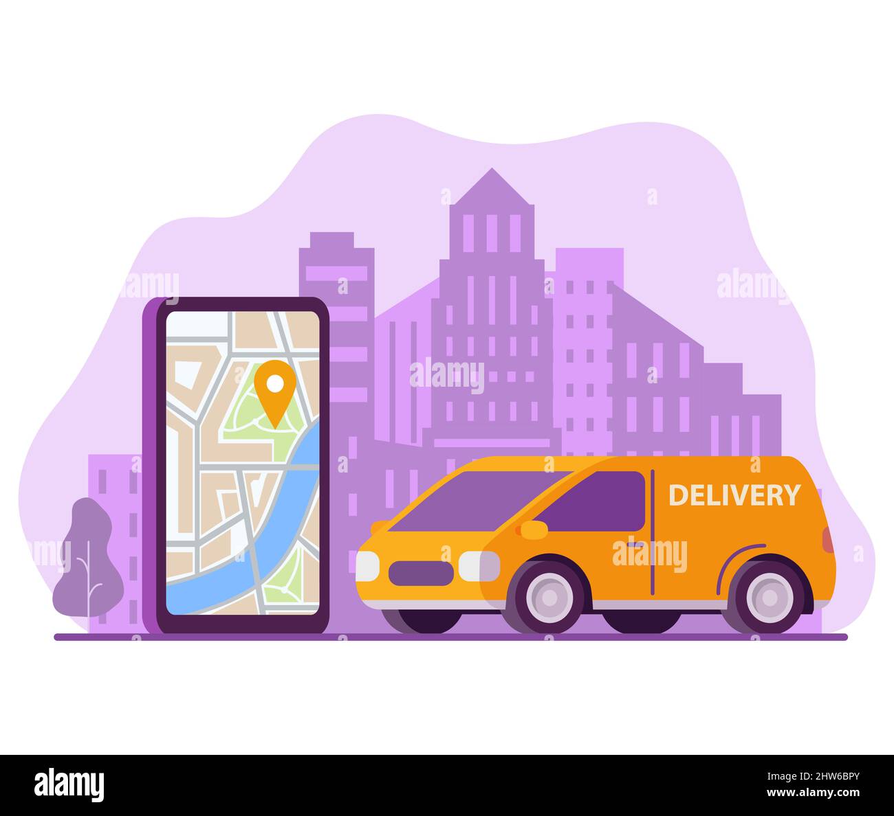 Online delivery service.Online order tracking with map Stock Vector ...