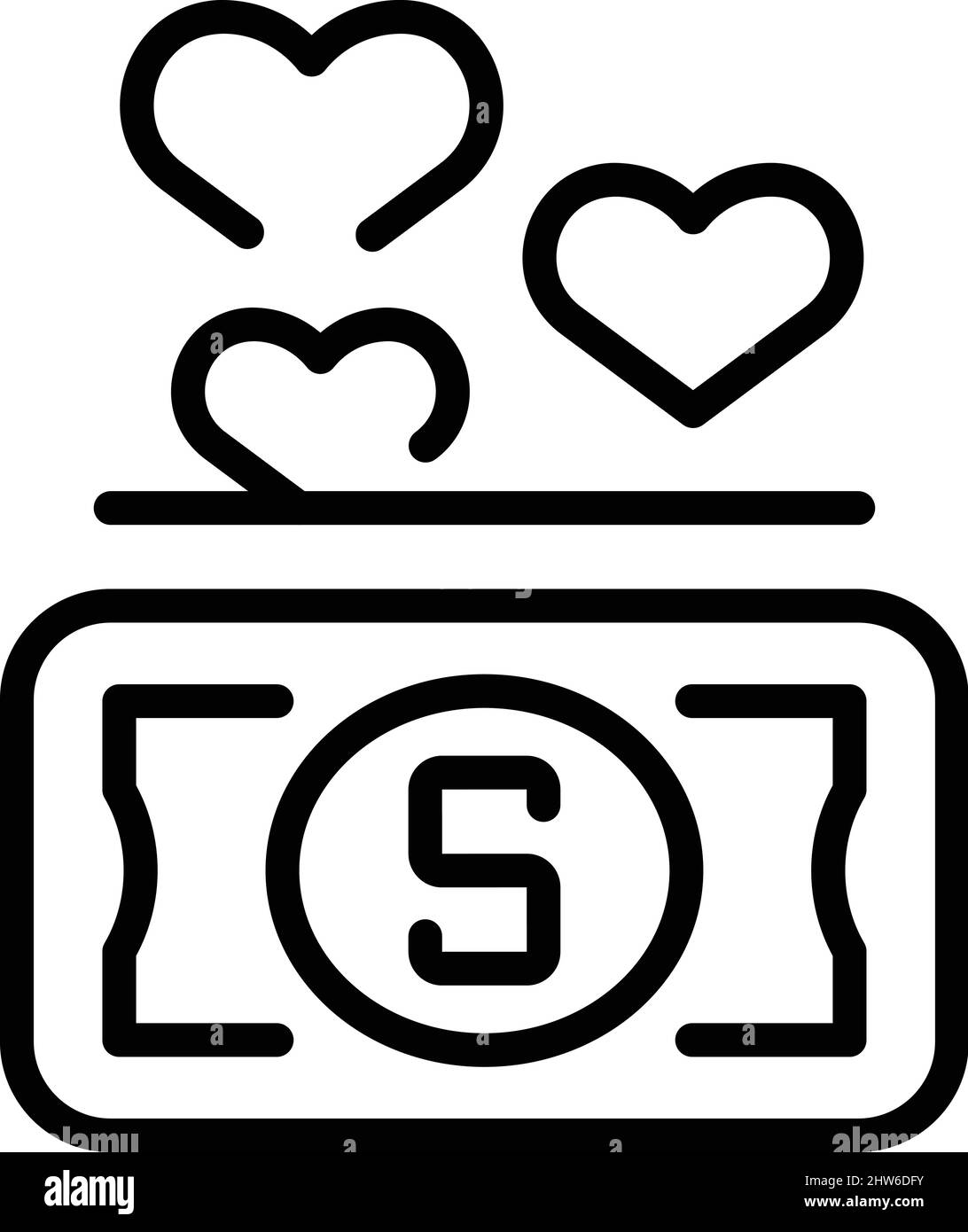 Money donation icon outline vector. Charity event. People donate Stock ...